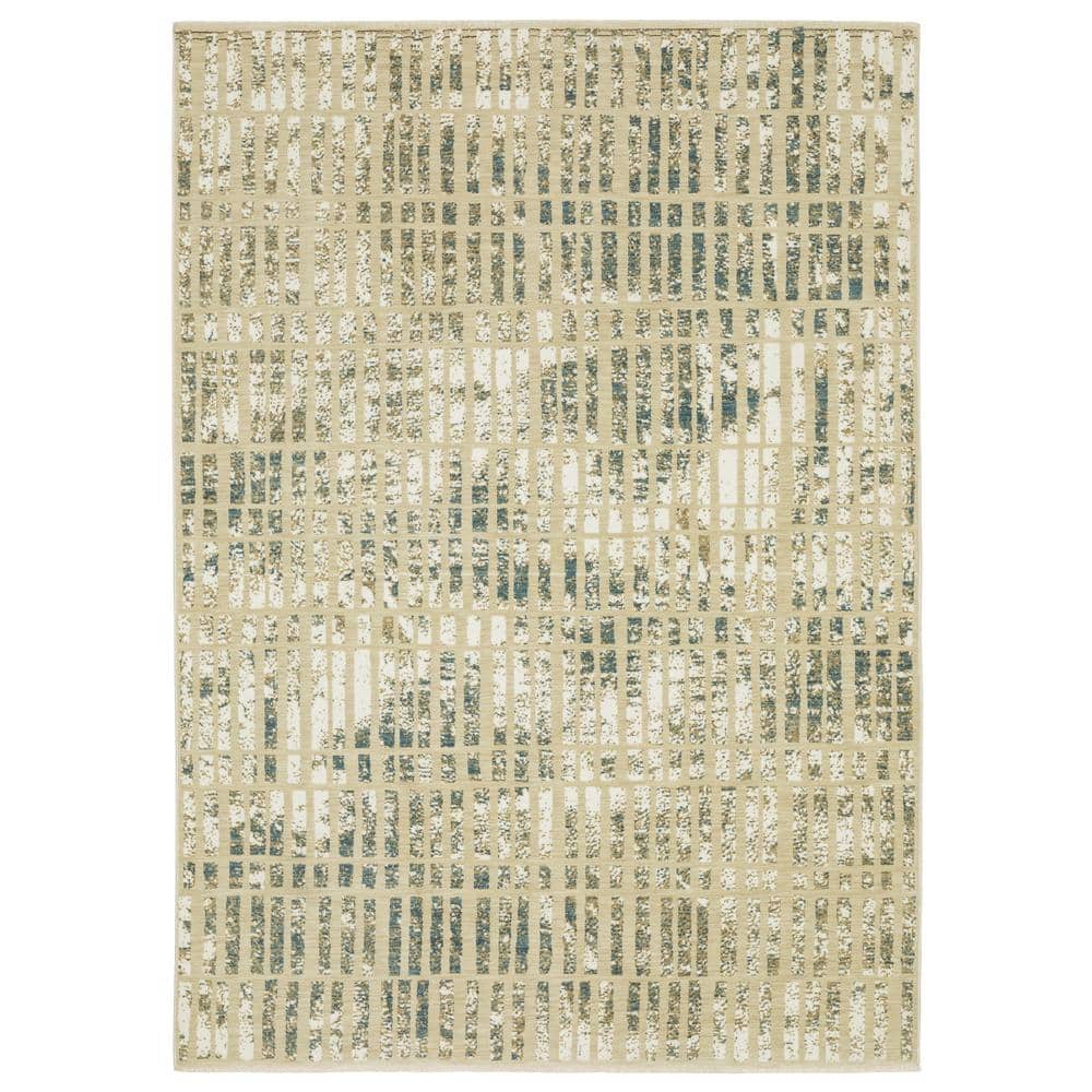 AVERLEY HOME Ross Ivory/Blue 7 ft. x 10 ft. Geometric Distressed ...