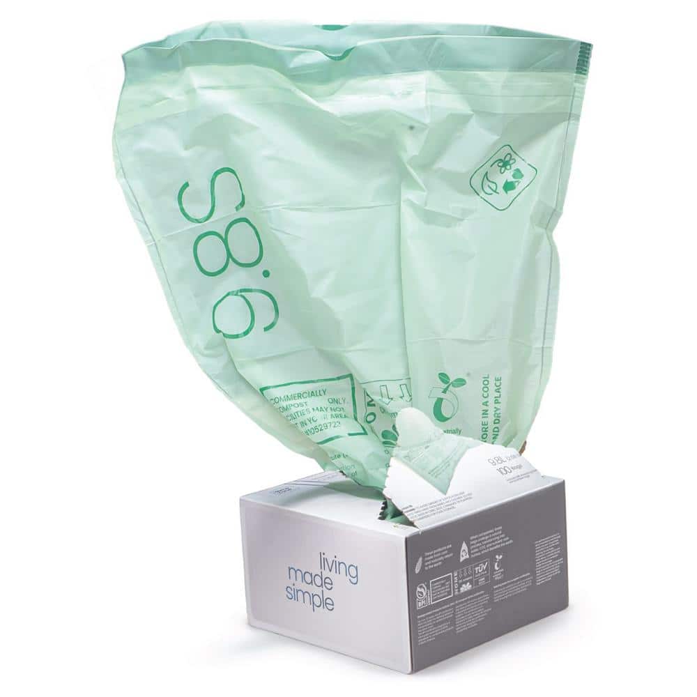 Home Zone Living 2.6 Gal. Compostable Kitchen Trash Bags 100-Count with ...