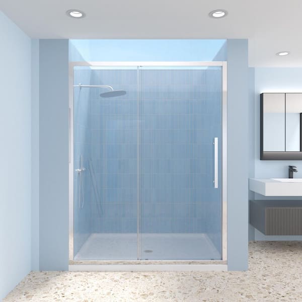 ACE DECOR 56-60 in. W x 72 in. H Framed Sliding Shower Door w/Magnetic ...