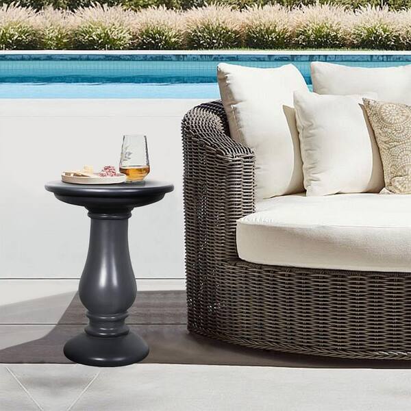 PATIO WATCHER 16 in. Magnesium Oxide Outdoor Round Side Table/End Table ...
