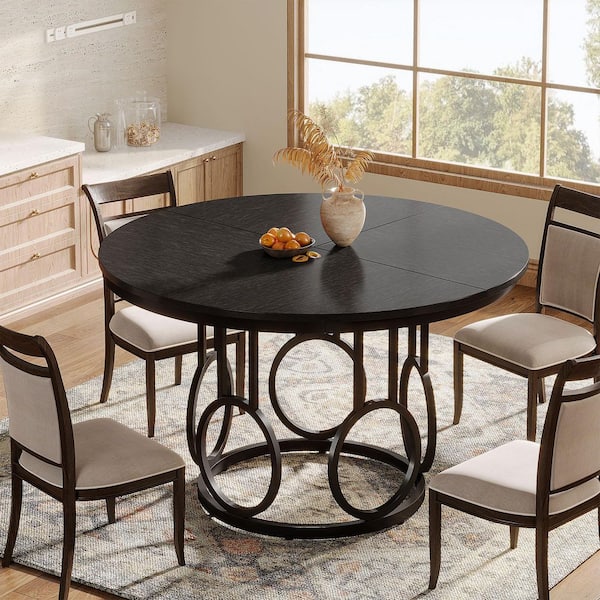 BYBLIGHT Lesley Classic Style Black Wood 47.2 in. Column Dining Table ...