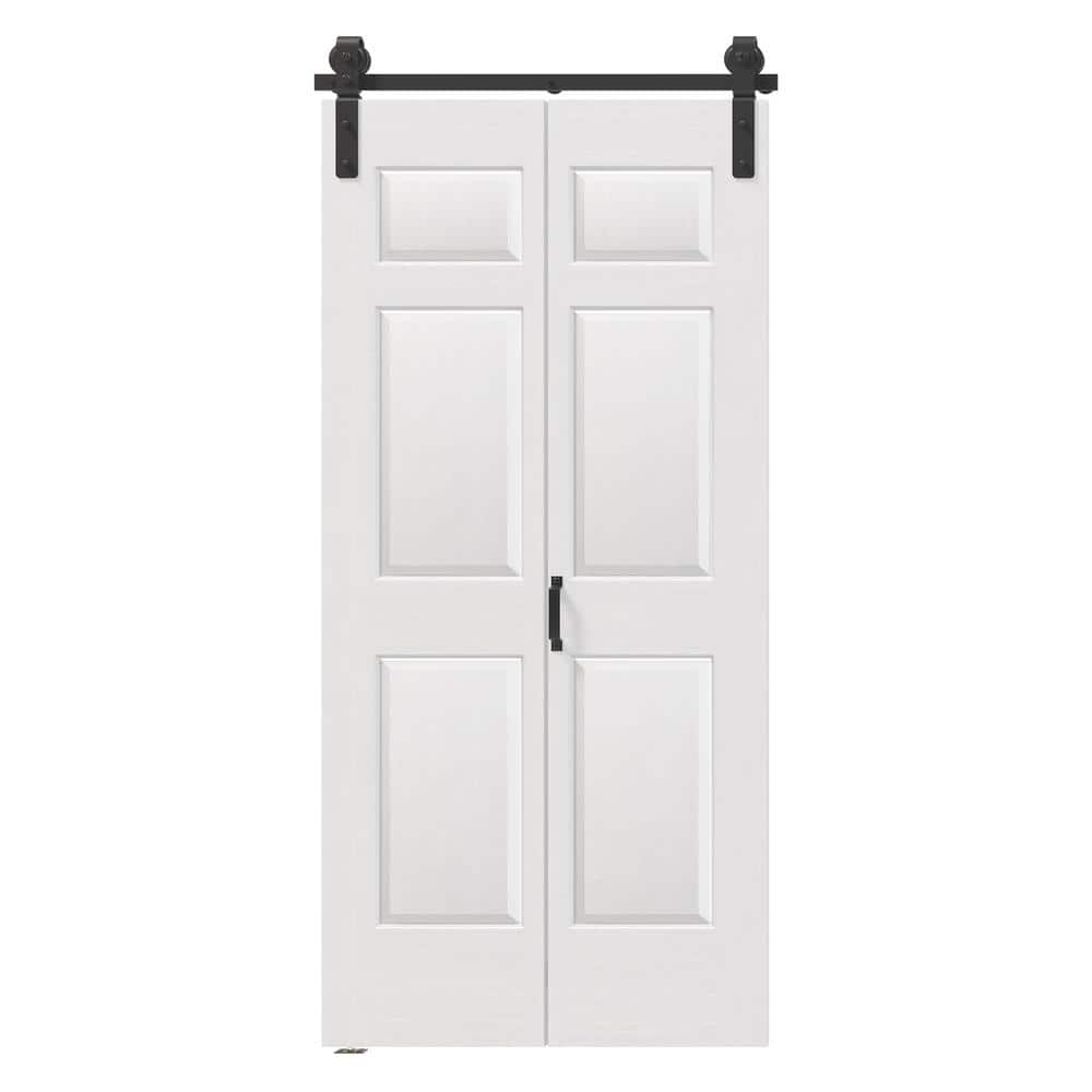 TENONER 42 in. x 84 in. White Finished, MDF, 6 Panel Bi-Fold Style ...
