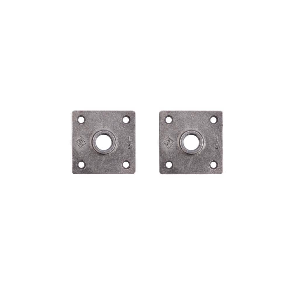 PIPE DECOR 1/2 in. Black Iron Square Flange (2-Pack) 366 SQFL-12-2 ...