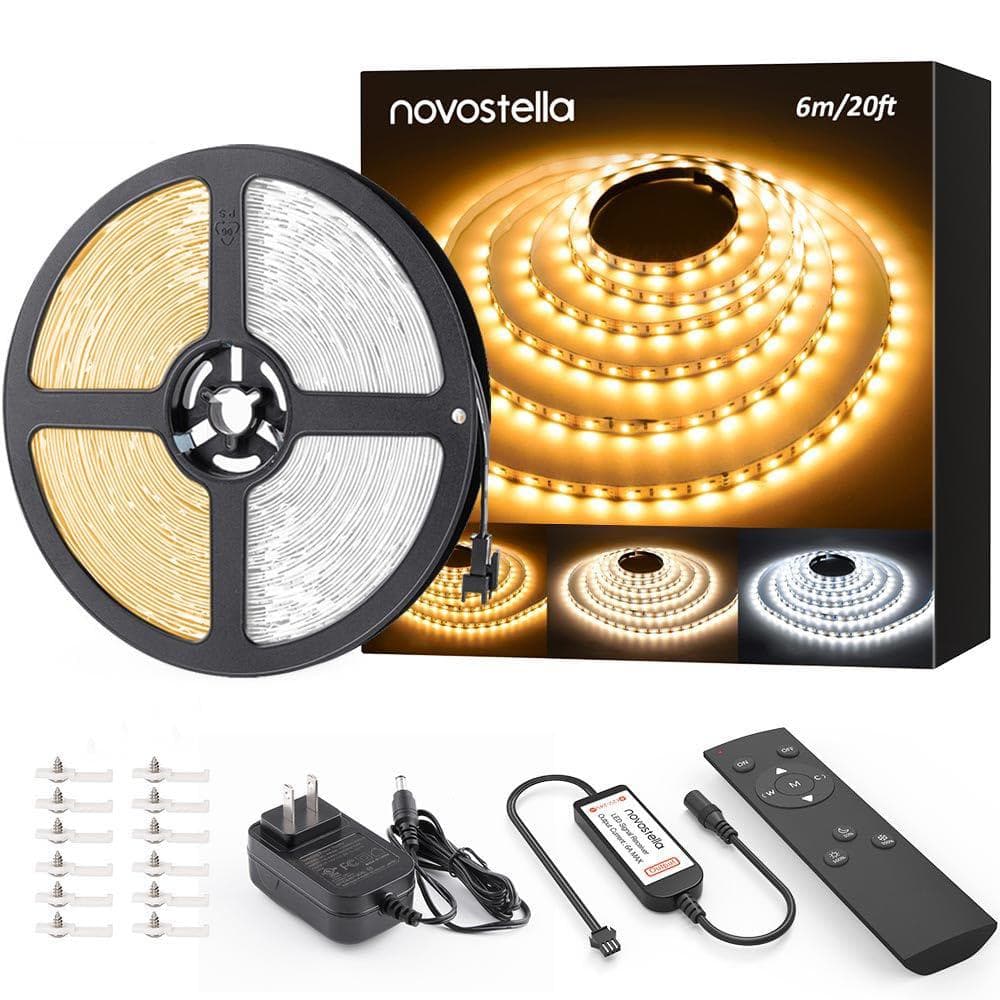 BIBIVIS 20 ft. Warm White LED Strip Light Kit Dimmable 3000K-6500K 24 ...