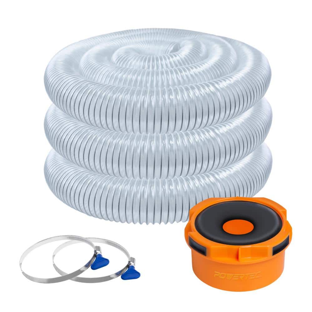 ‎POWERTEC 4 in. x 20 ft. Dust Collection Hose with 2 Key Hose Clamps ...
