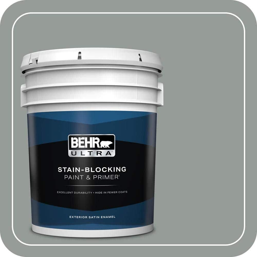 BEHR ULTRA 5 gal. #BXC-66 Dusk Blue Satin Enamel Exterior Paint ...