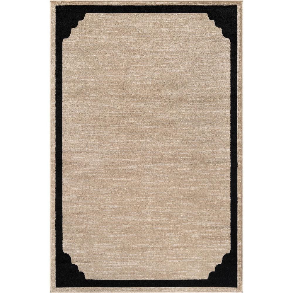 Beverly Rug Hera Beige 6 ft. x 9 ft. Rubber Back Washable Corner ...