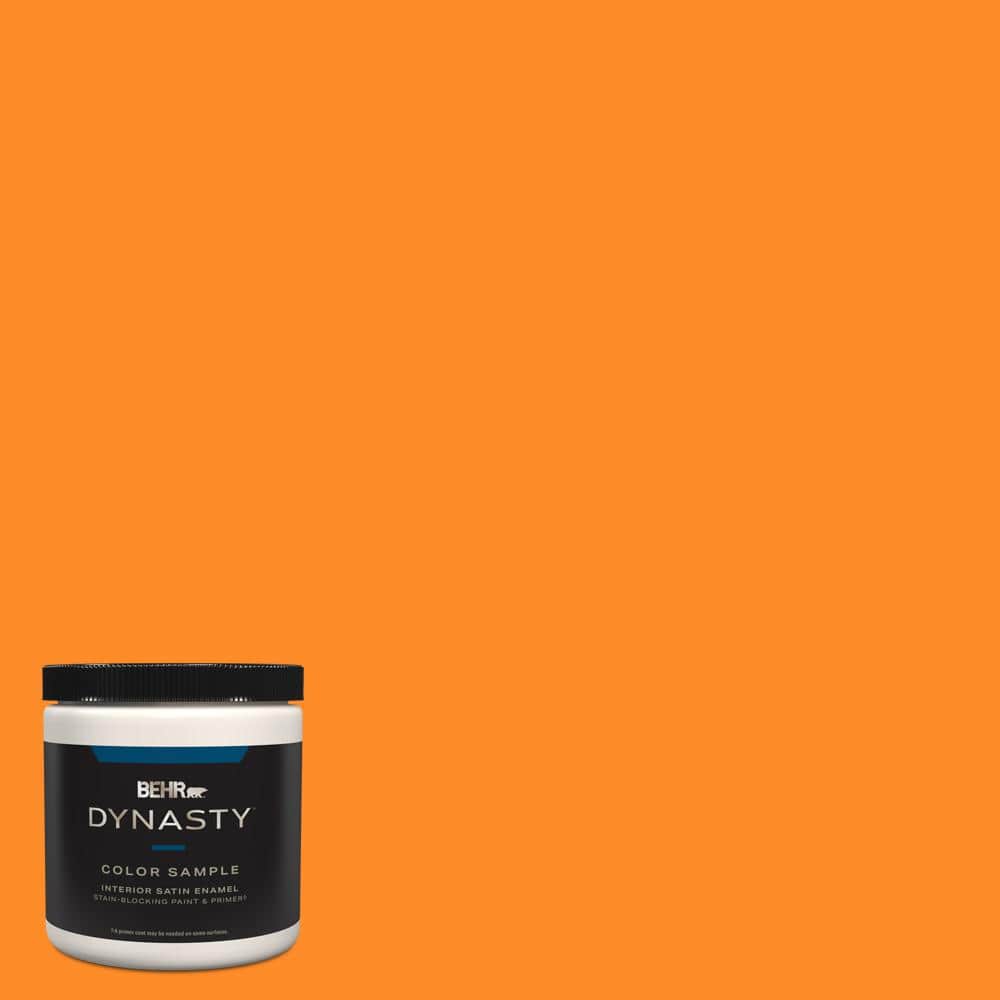 BEHR DYNASTY 8 oz. #S-G-280 Mango Madness Satin Enamel Stain-Blocking ...
