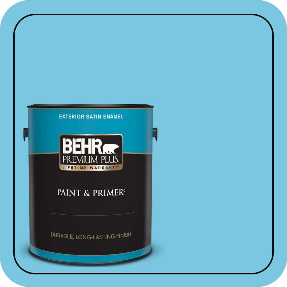 BEHR PREMIUM PLUS 1 gal. #530B-4 Bliss Blue Satin Enamel Exterior Paint ...