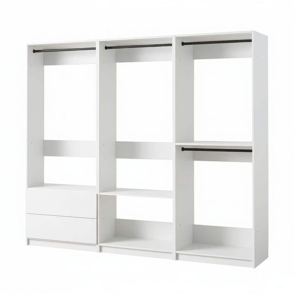 Klair Living Prosper 96 in. W White Tower System Freestanding-Shelf ...