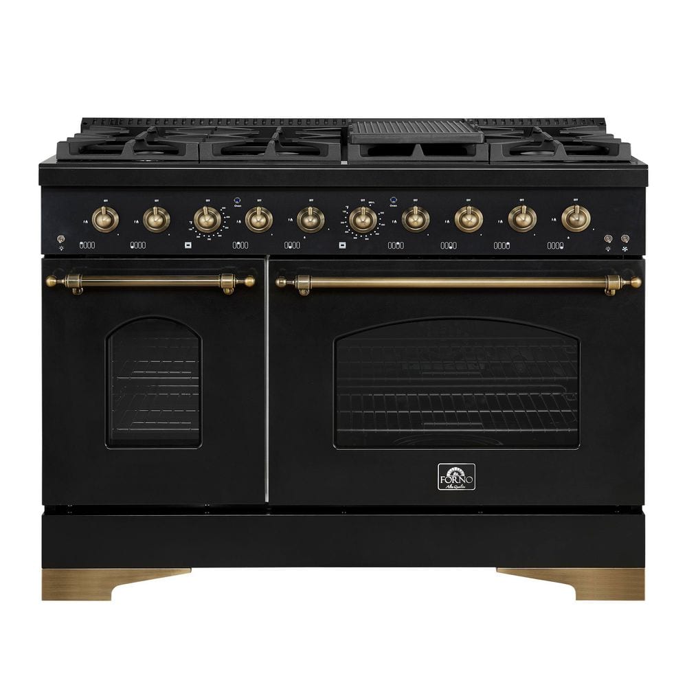 Forno Antico 48" 8 Burner Black Double Oven Gas Range FFSGS6219-48BLK ...