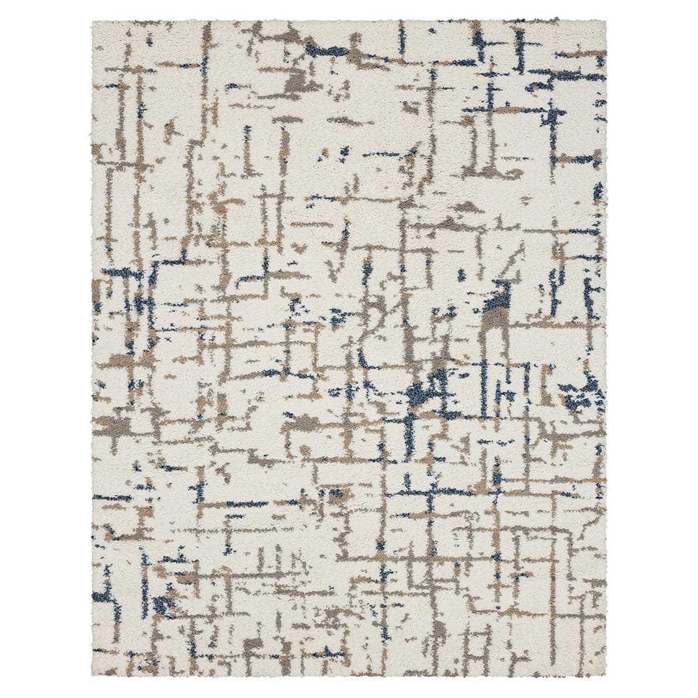 Mohawk Home Relee White/Grey 7 ft. 10 in. x 10 ft. Abstract Indoor Area ...