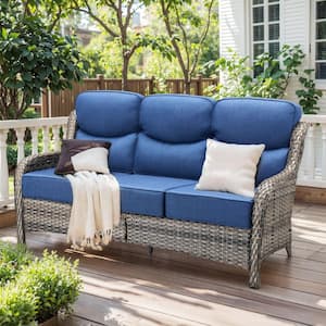 HiGreen Outdoor Manbo Wicker Aluminum Outdoor Sofa Couch with Acrylic ...