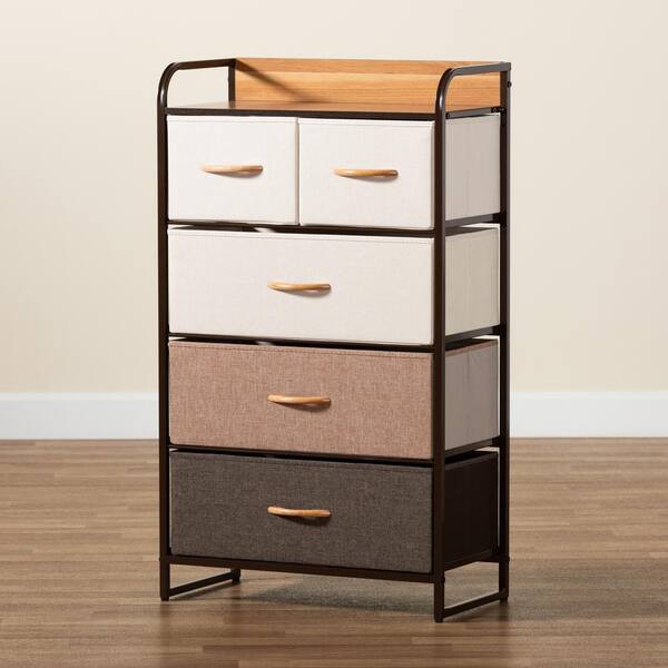 Baxton Studio Volkan Multi Colored and Black 5 Drawer Storage Cabinet 200 12503 HD The Home Depot