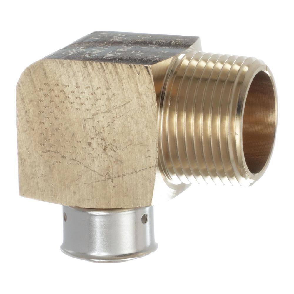 Viega PureFlow 3/4 in. Press x 1 in. MPT Zero Lead Bronze 90° Elbow (10 ...