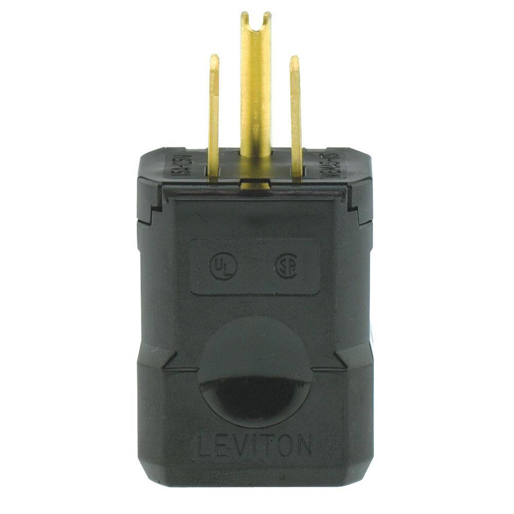 Leviton 15 Amp 125-Volt Python Straight Blade Grounding Plug, Black ...
