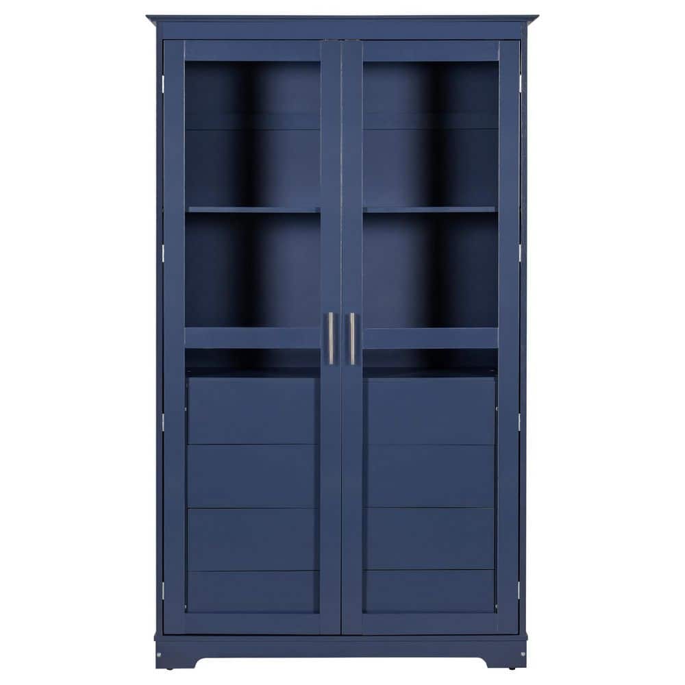 Lycvki 75 in. H Freestanding Wood Kitchen Pantry Cabinet with Glass ...