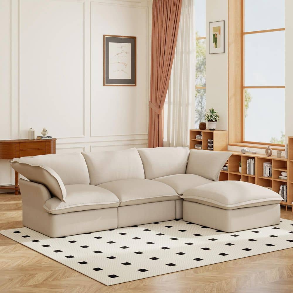 Have a question about Magic Home Modern 123 in. Flared Arm Oversized Down Filled Linen L-Shaped ...