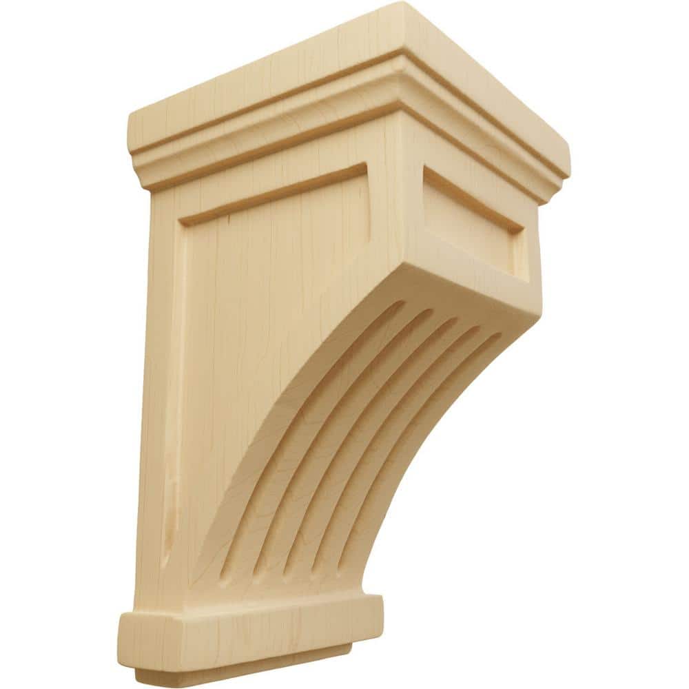 Ekena Millwork 4-1/4 in. x 4-1/4 in. x 7 in. Alder Fluted Corbel ...