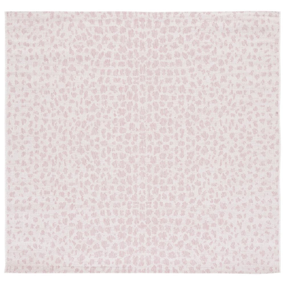 SAFAVIEH Courtyard Ivory/Blush Pink 7 ft. x 7 ft. Cheetah Geometric ...