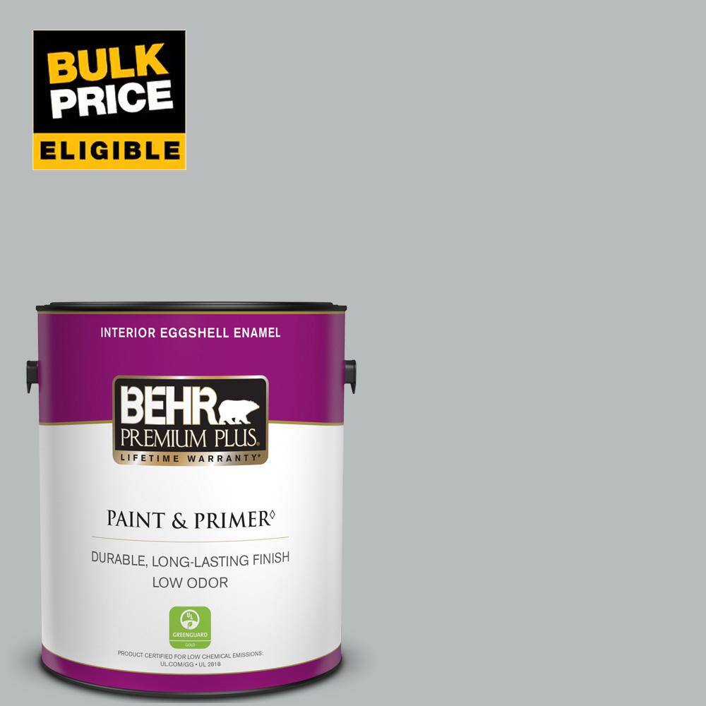 BEHR PREMIUM PLUS 1 gal. #PPU18-05 French Silver Eggshell Enamel Low ...