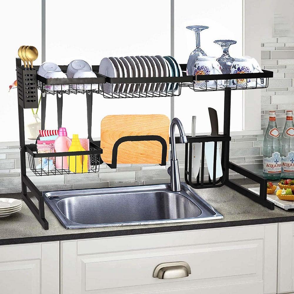 Siavonce Over the Sink Dish Rack Stainless Steel Kitchen Supplies ...