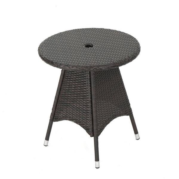 Brown Round Wicker Outdoor Bistro Table with Conical Base FXM-5631-RN ...