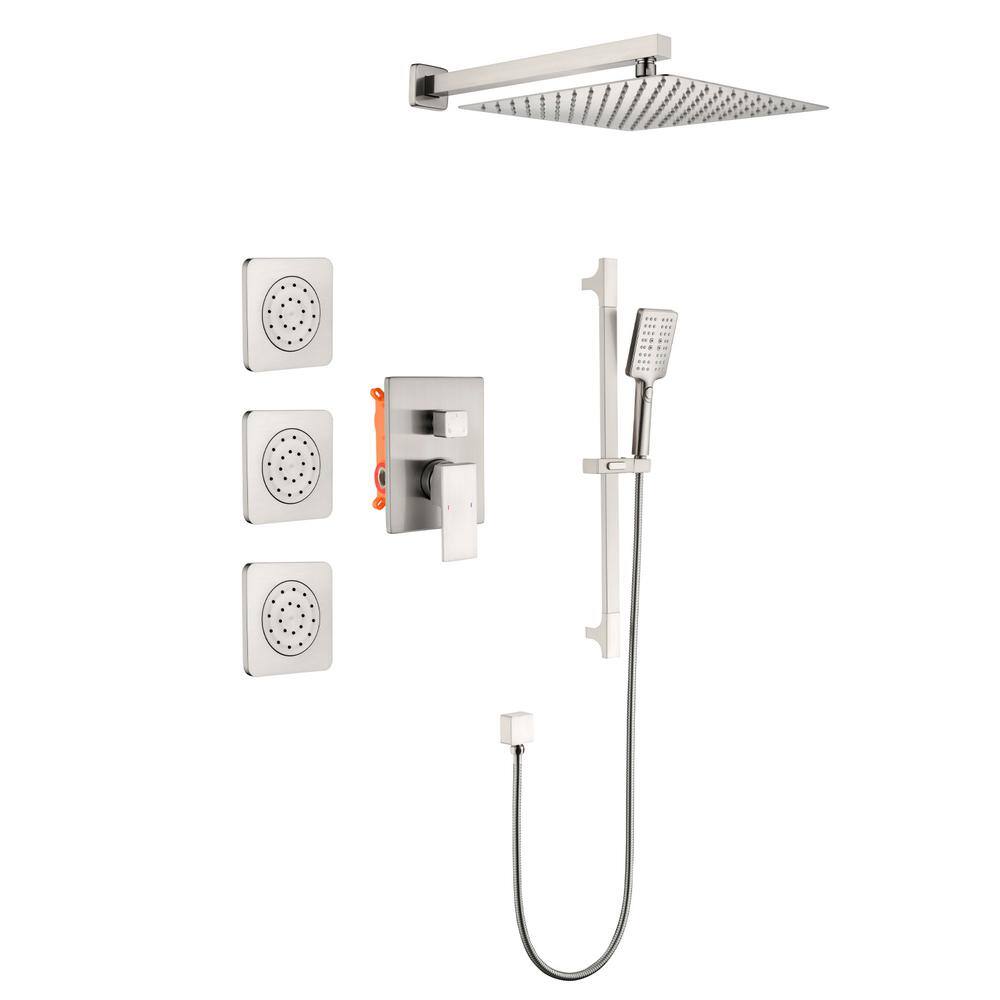 Satico 1-spray 11.8 in. Wall-Mounted Dual Fixed and Handheld Shower ...