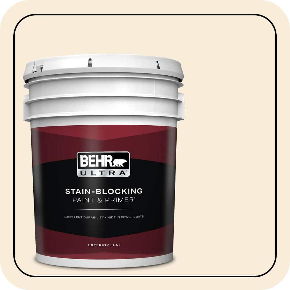 BEHR ULTRA 5 gal. #70 Linen White Flat Exterior Paint & Primer 485005 ...