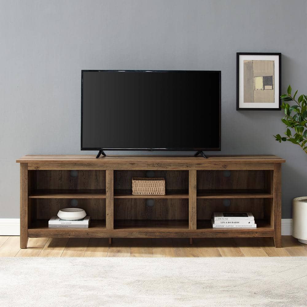 Walker Edison Furniture Company 70 in. Rustic Oak MDF TV Stand with ...