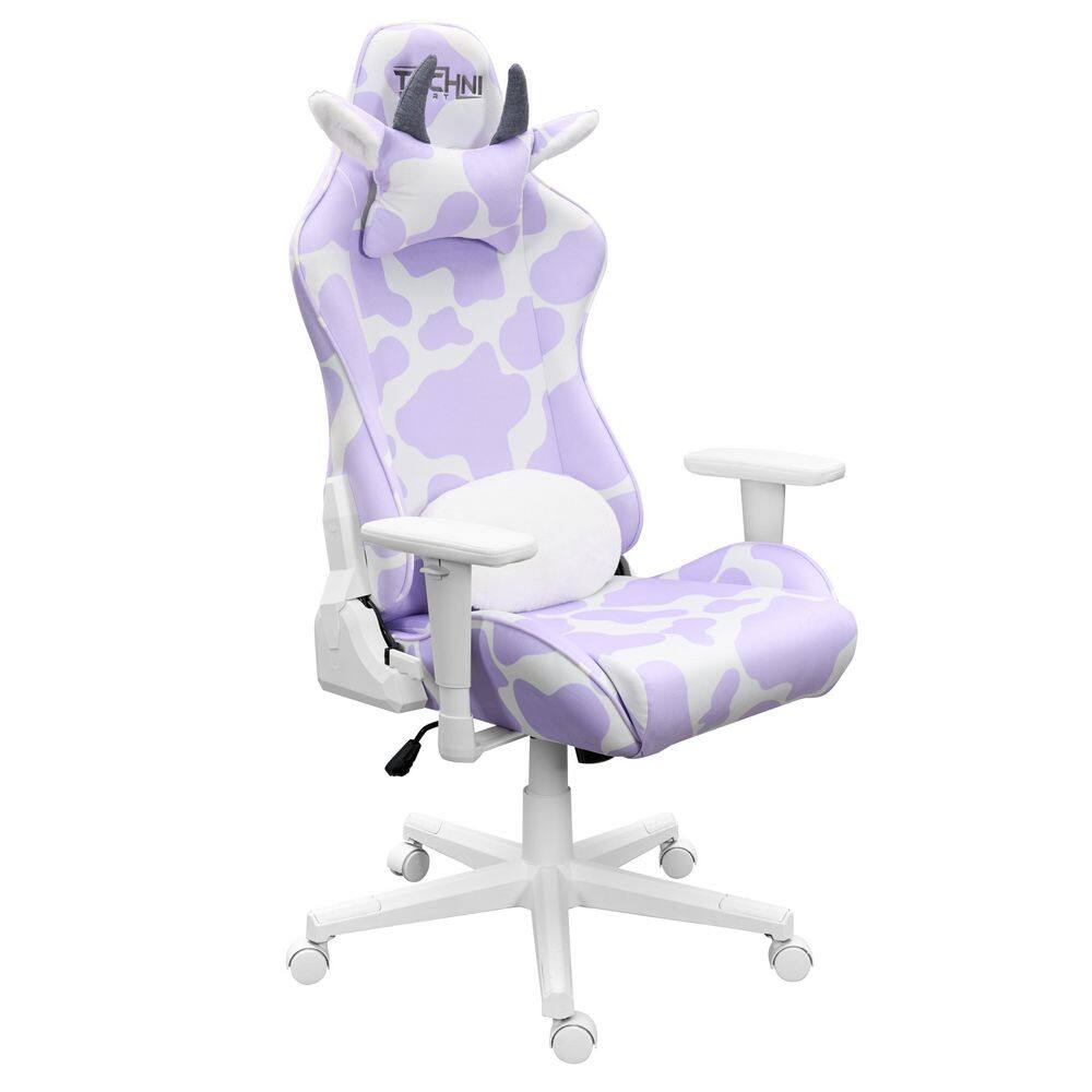Techni Sport Cow Series TS85 Lavender Gaming Chair with Adjustable Arms ...