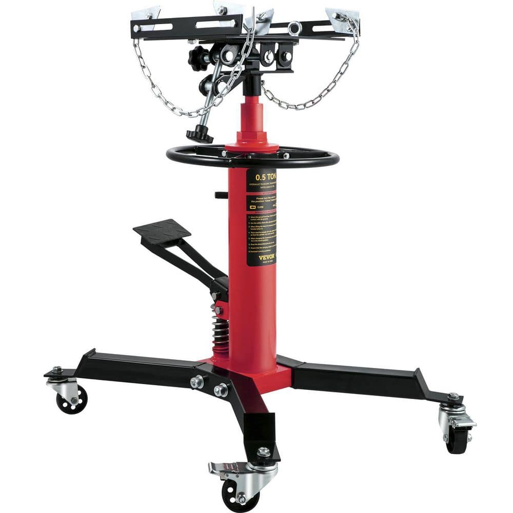 VEVOR 1100 lbs. Red Transmission Jack 2-Stage Stand Hydraulic Floor ...