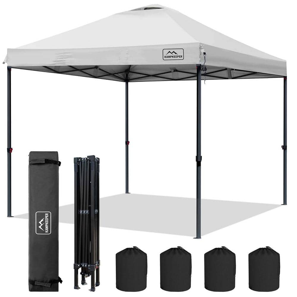 Lycvki 10 ft. W x 10 ft. L x 9 ft. H White Pop-Up Commercial Canopy ...