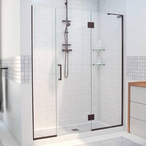 DreamLine Unidoor-X 53 to 53.5 in. x 72 in. Frameless Hinged Shower Door in Oil Rubbed Bronze ...