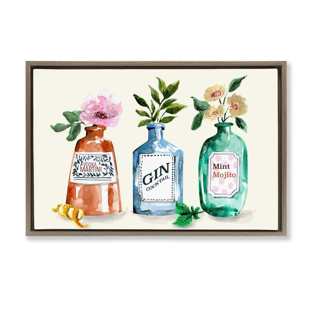 Stupell Industries Floral Alcohol Bottles by Kate Eldridge Brown ...