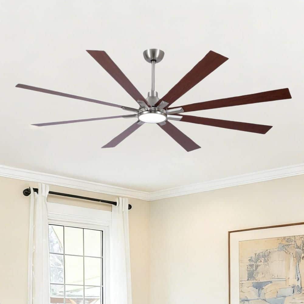 Realmate Cryrise 72 in. Indoor Brushed Nickel Standard Ceiling Fan with ...