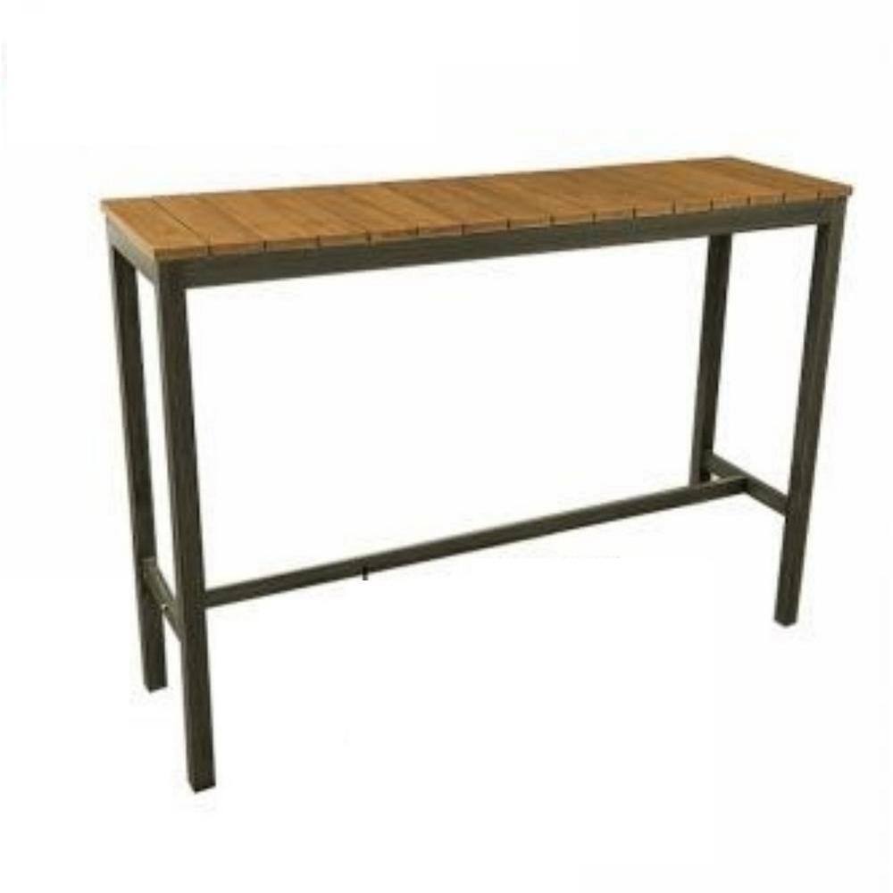 LUE BONA Humphrey 45 in. Teak Plastic HDPS Outdoor Bar Table Patio ...