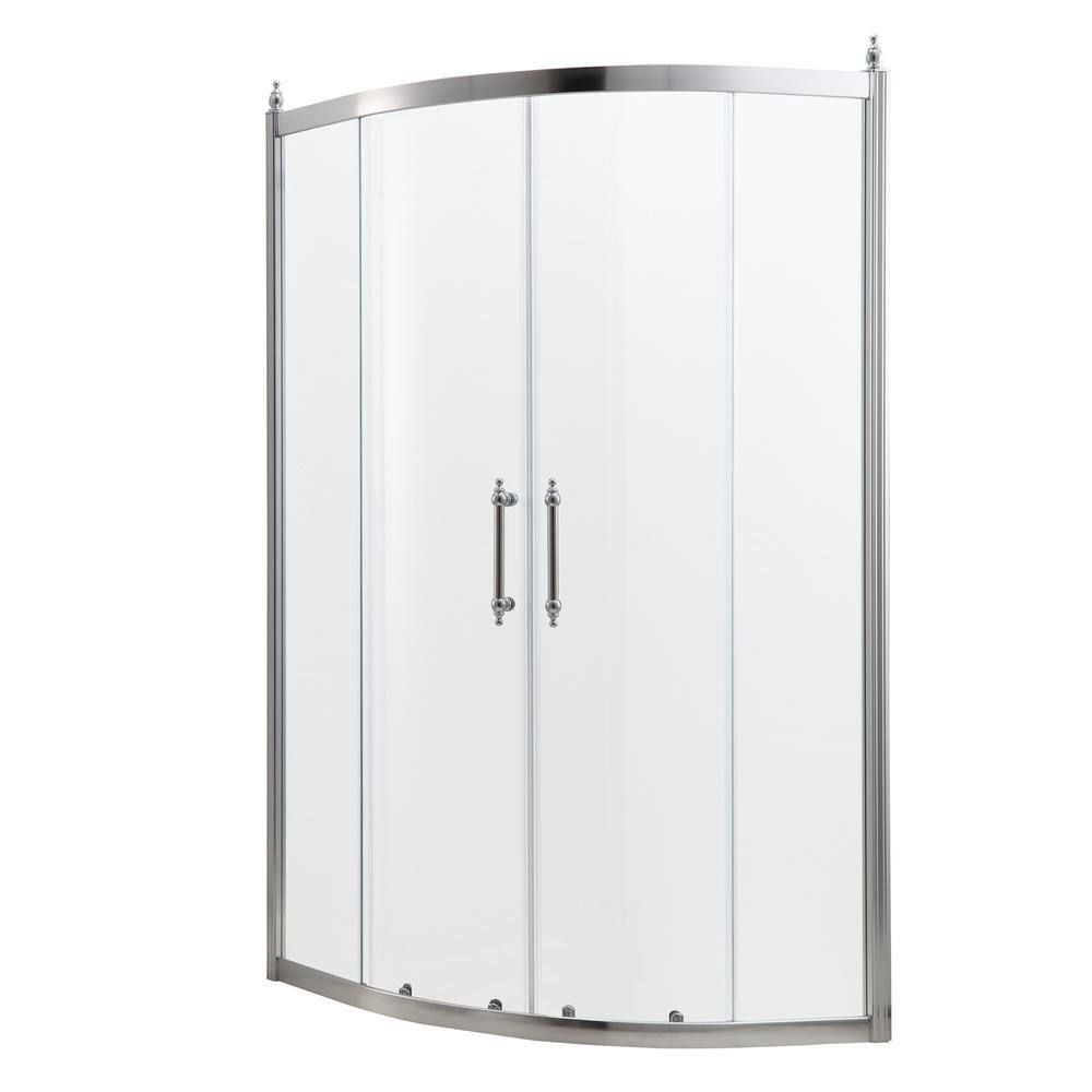 JimsMaison 36 in. W x 72 in. H Sliding Semi-Frameless Corner Shower ...