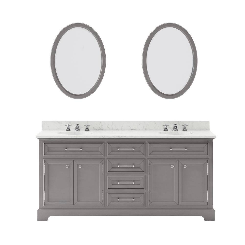 Water Creation 72 in. W x 21.5 in. D Vanity in Cashmere Grey with ...