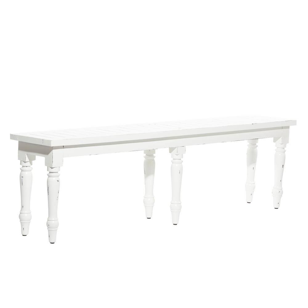 Litton Lane White Long Slim Bench 18 in. X 63 in. X 12 in. 041175 - The ...