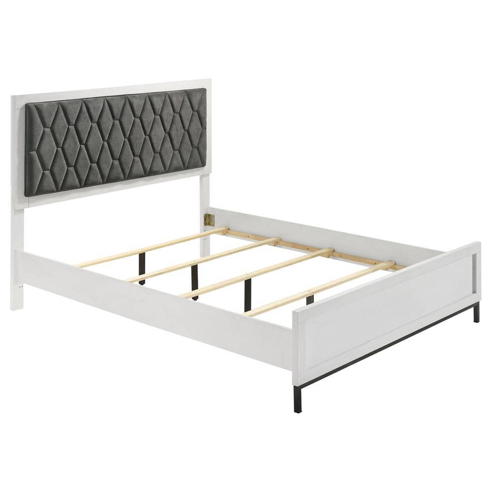 Coaster Sonora White Wood Frame Queen Panel Bed with Support Legs ...