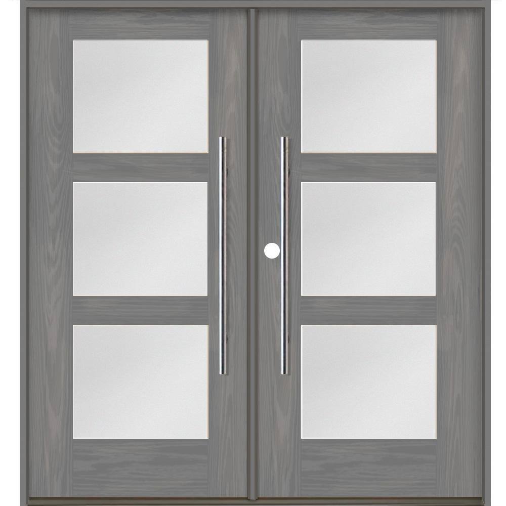 Krosswood Doors Faux Pivot 72 in. x 79 in. Right-Active/Inswing 3Lite ...