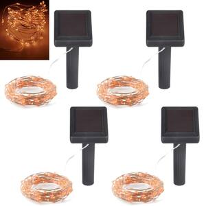 100-Light 20 ft. Solar Copper Integrated LED String Light (4-Pack) 4 ...