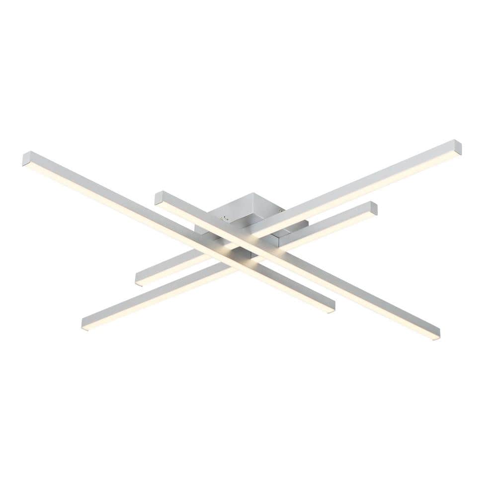 UMEILUCE 30 in. Modern Linear Silver Integrated LED Dimmable Flush ...