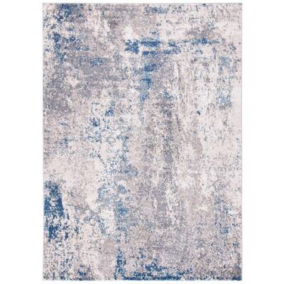 SAFAVIEH Aston Navy/Gray 5 ft. x 8 ft. Abstract Distressed Area Rug ...