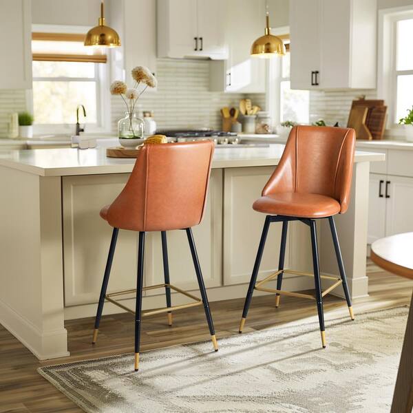 26 Upholstery 360 Counter Height Bar Stools for Kitchen Bar N A Cognac