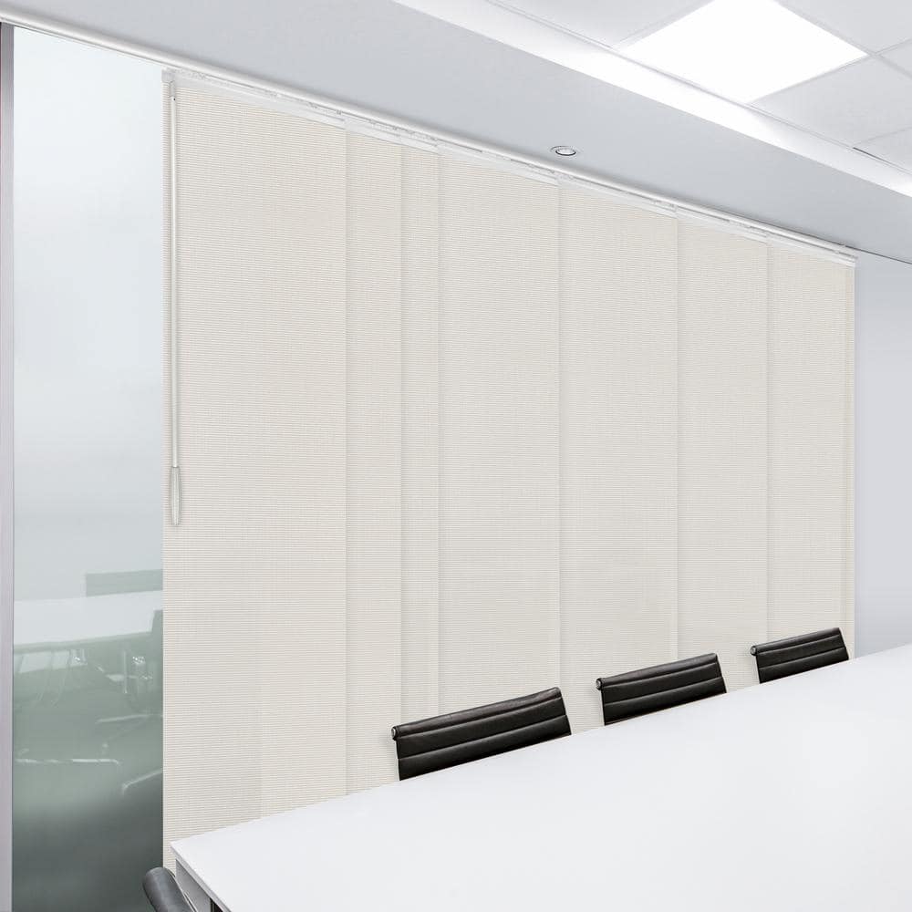 EMOH Buff 110 in. to 153 in. W x 94 in. L Adjustable 7-Panel, White ...