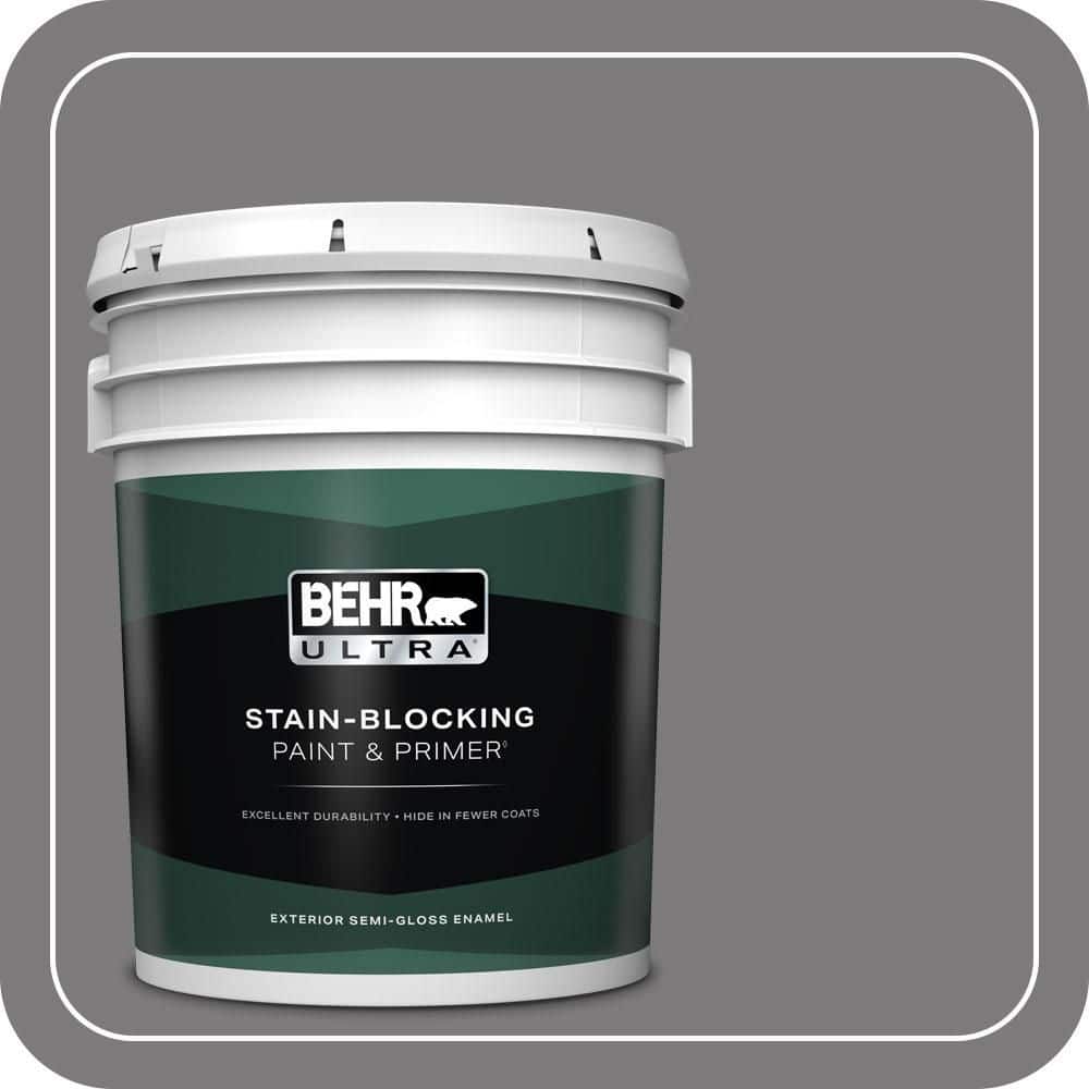 BEHR ULTRA 5 gal. #BXC-58 Stormy Gray Semi-Gloss Enamel Exterior Paint ...