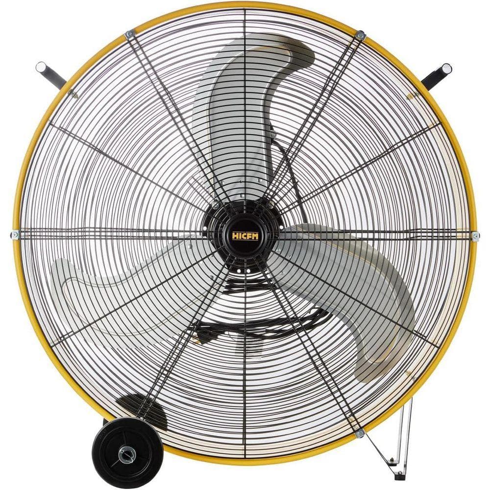 WOCK HICFM 30 in. 3-Speeds Drum Fan in Yellow with 1/3 HP Powerful ...