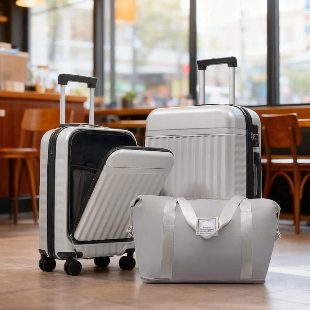 Merax 3 Bags 3-Piece Gray, White Expandable ABS Hardshell 20 in. 24 in ...